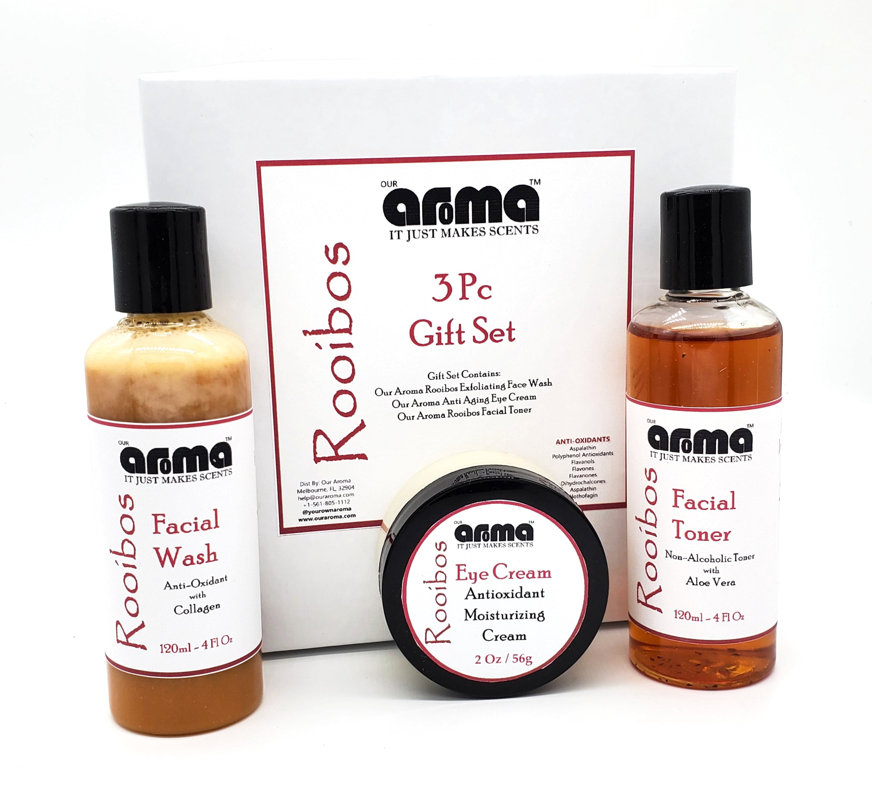 Our Aroma ARO-GS1-003 Rooibos Facial Wash, Toner & Eye Cream Gift Set ...
