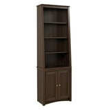 Prepac Espresso 6-Shelf Slant Back Bookcase with Enclosed Cabinet ...