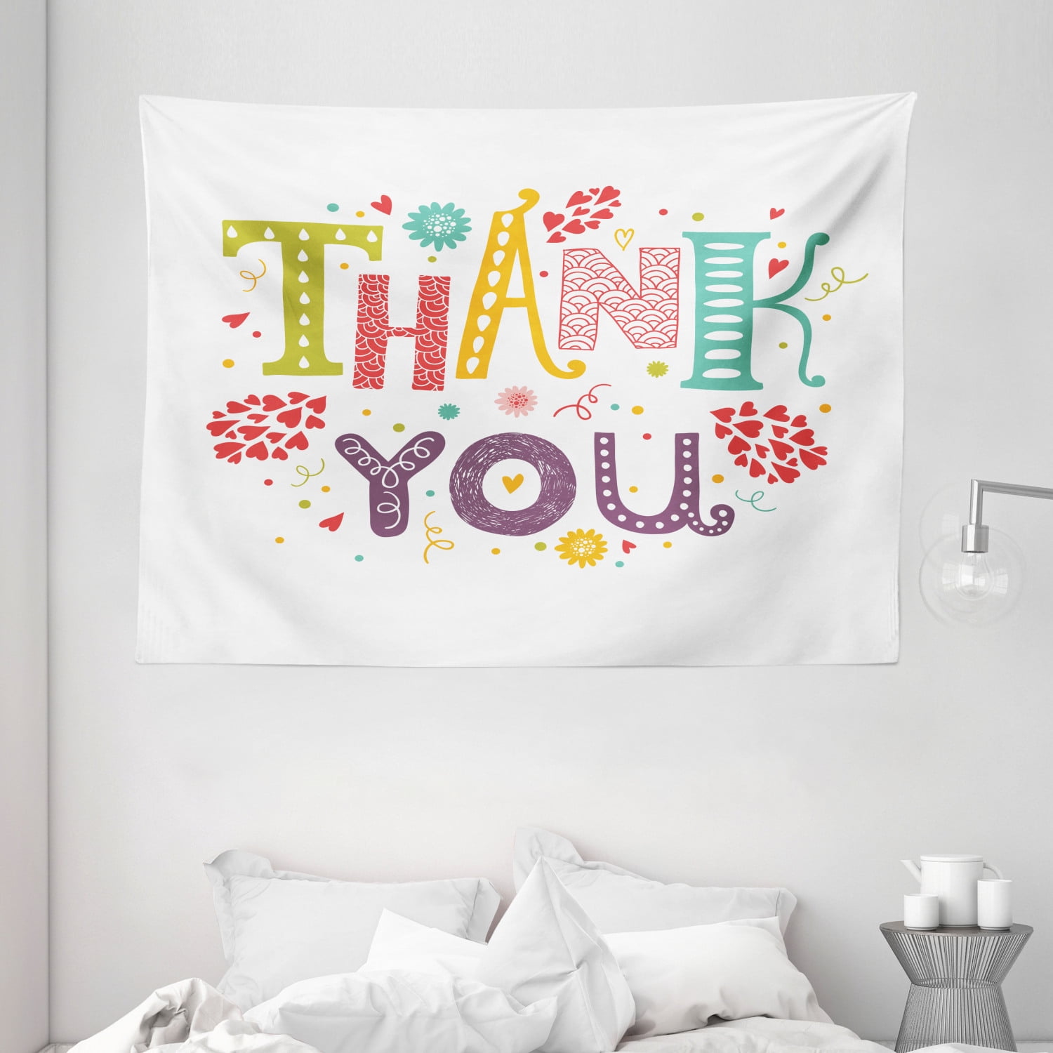 Thank You Tapestry, Modernistic and Sweet Lettering of a Phrase with ...