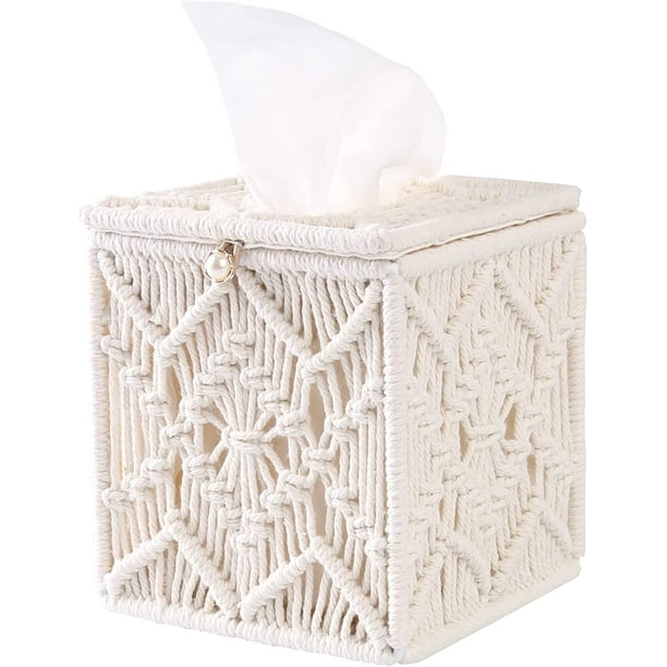 Tissue Box Cover Boho Square Macrame Tissue Holders for Bathrooms ...