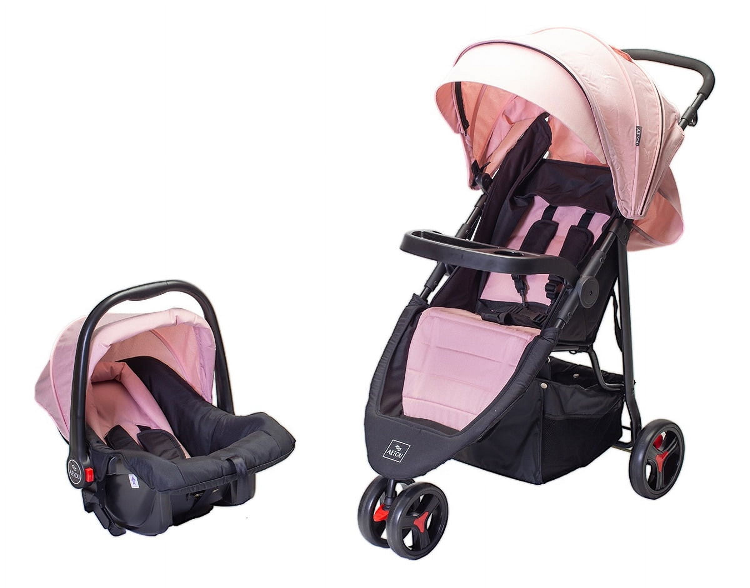 Carriola Para Bebé Aeiou Francia Reclinable Con Portabebé Rosa | Bodega ...