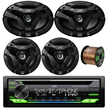 JVC KD-T910BTS Single DIN In-Dash CD Player Bluetooth USB AUX AM/FM Radio Receiver Bundle Combo ...