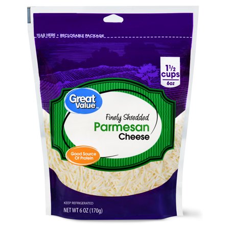 Great Value Finely Shredded Parmesan Cheese, 6 oz - Walmart.com