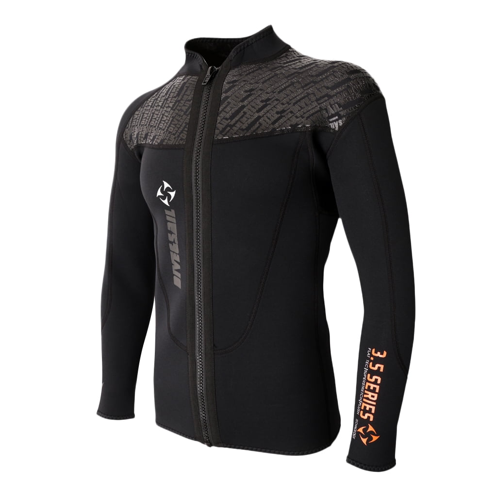 Scuba Diving Wetsuit Jacket Top Long Sleeve Surfing Suit Front Zip , M ...