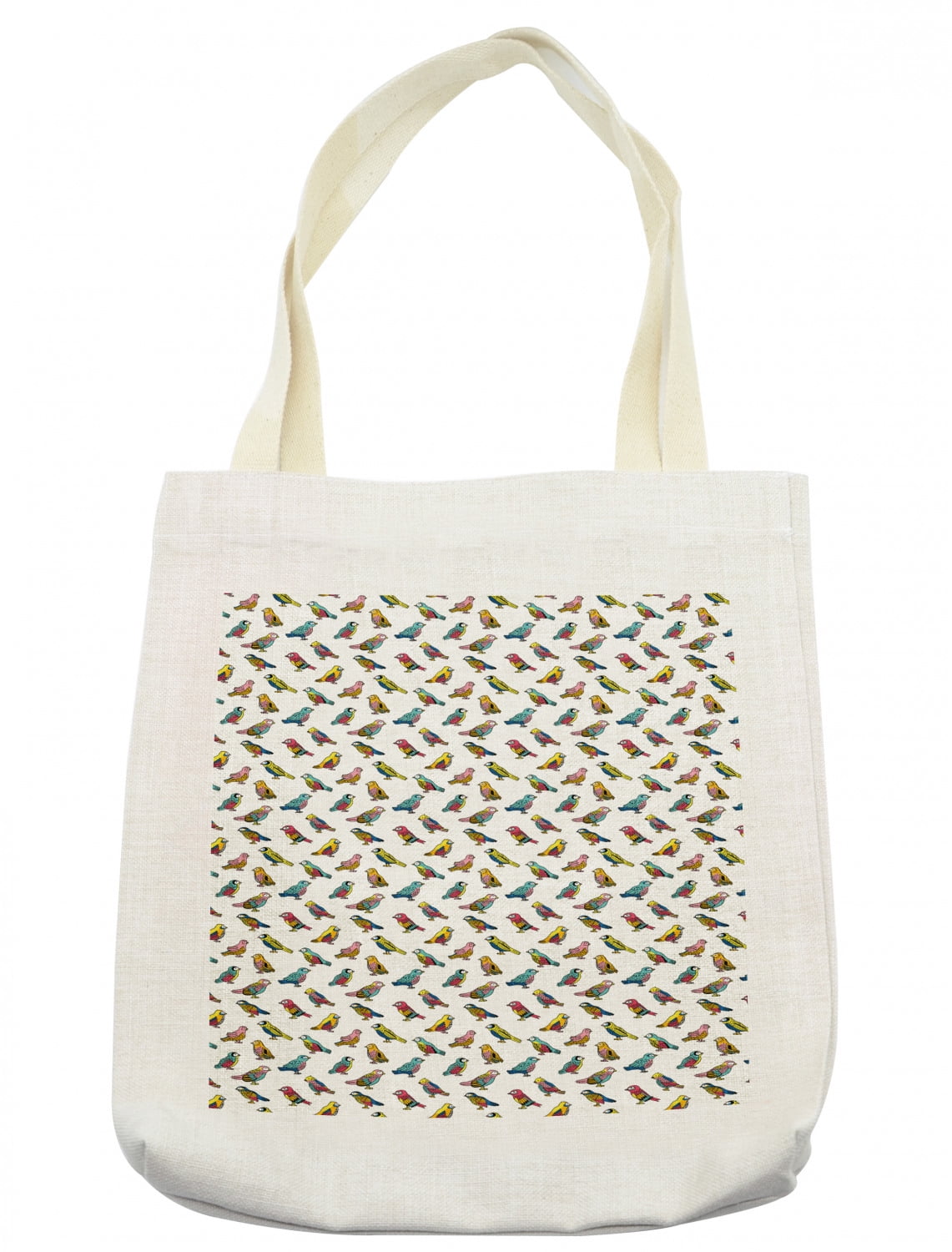 Bird Tote Bag, Tropical Finches Flying Mammals in Exotic Tones Jungle ...