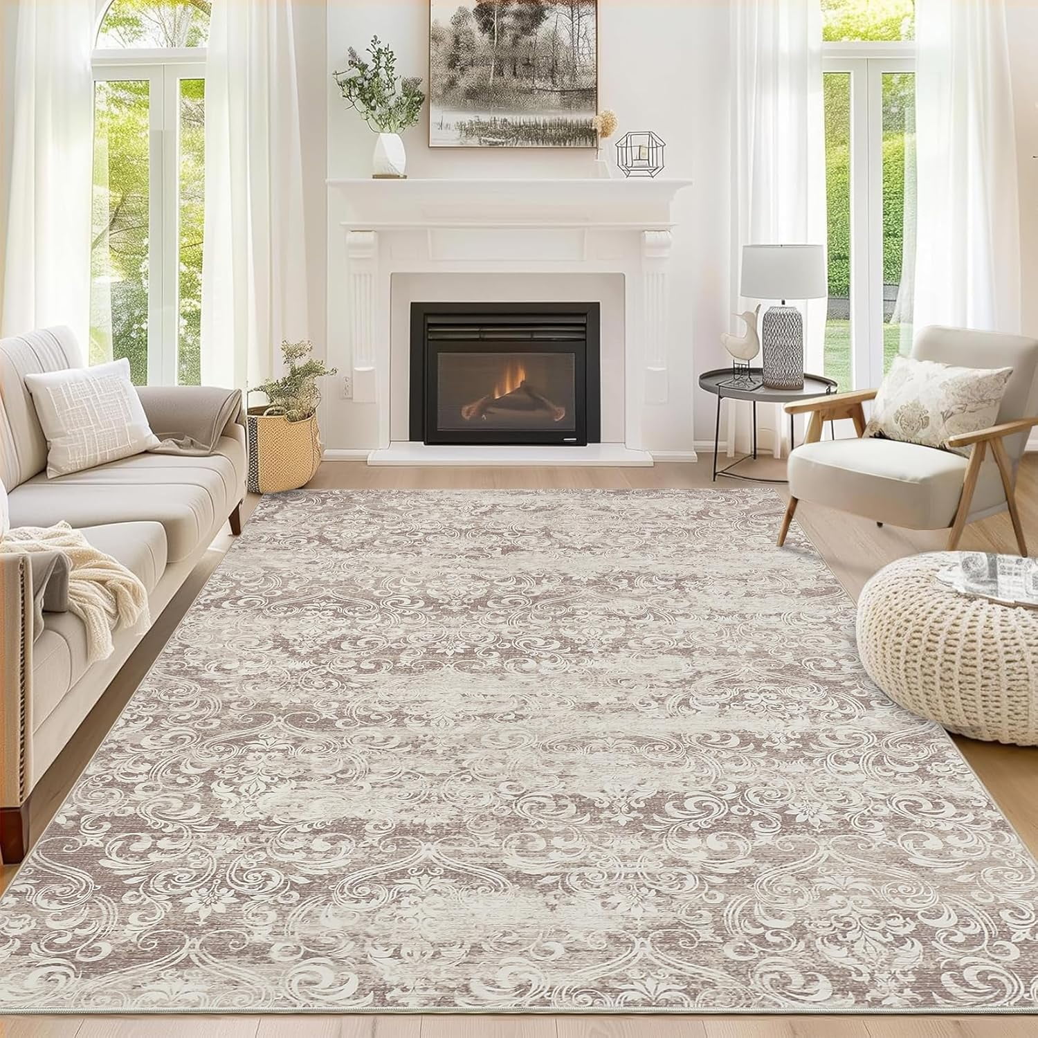 Click here for Siabc-Neutral Area Rug 5x7 Washable  Soft Vintage... prices