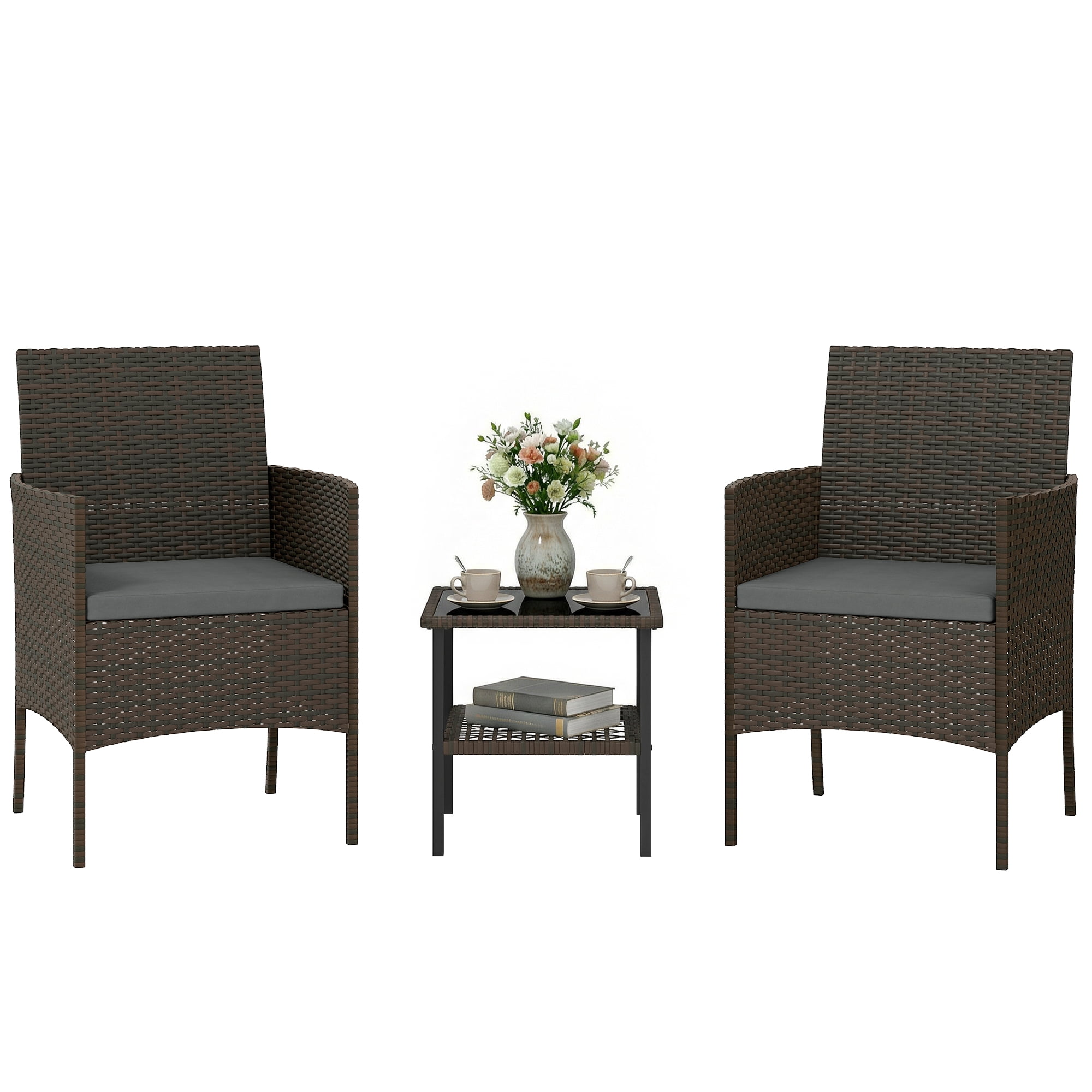 Click here for Outsunny 3 Piece Wicker Patio Furniture Bistro Set... prices