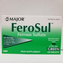 Major Ferosul Iron Ferrous Tablets, 325 mg, Prevents Low Blood Levels ...