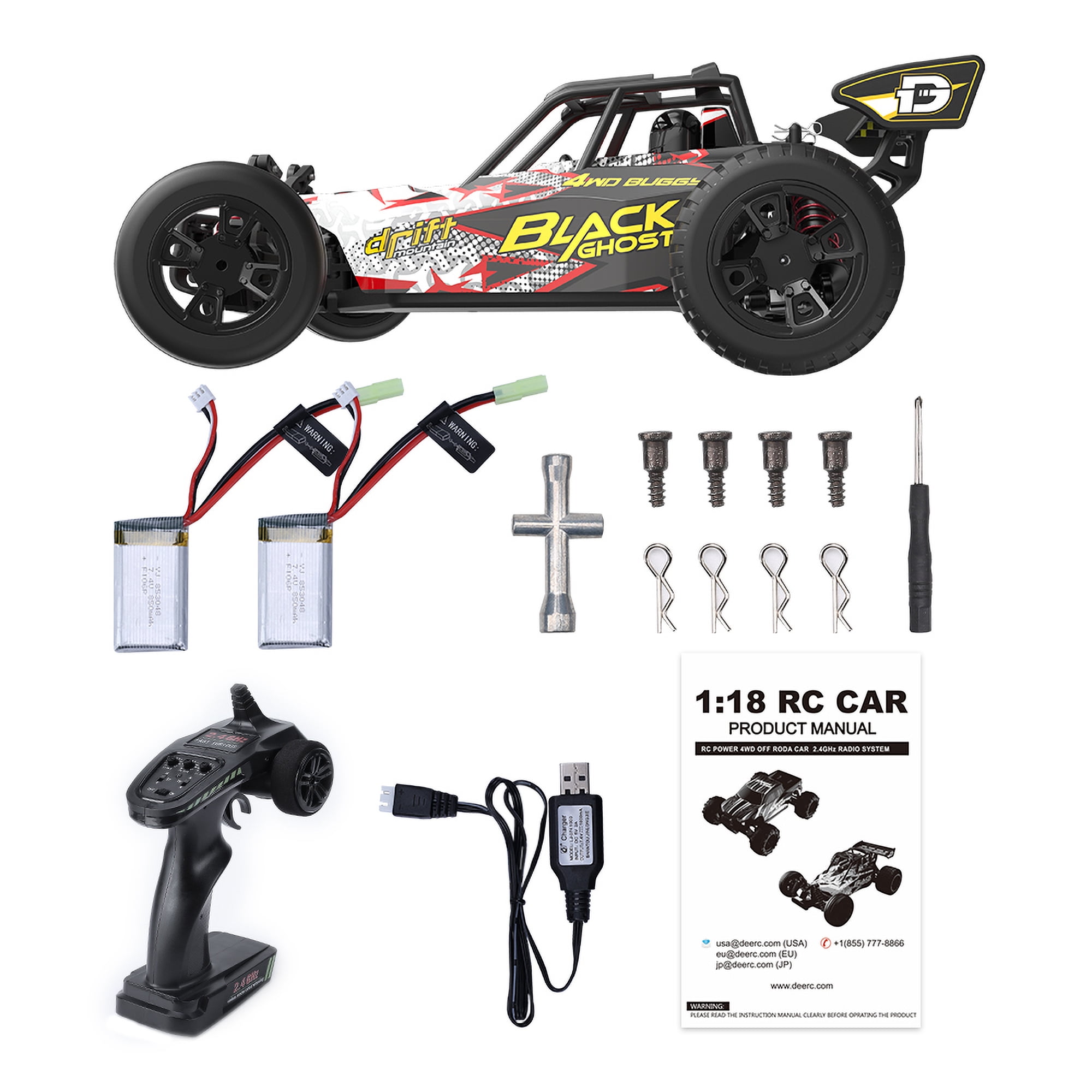 Buy DEERC Car 9305E High Speed Remote Control Car for Adults Kids 1:18 ...