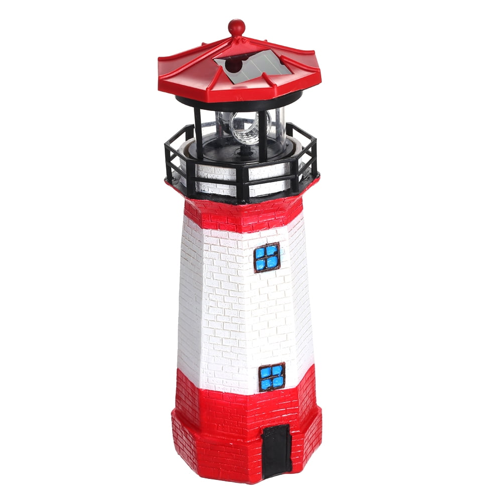 Solar Lighthouse with Rotating Lamp Garden Lights Outdoor Decorative ...