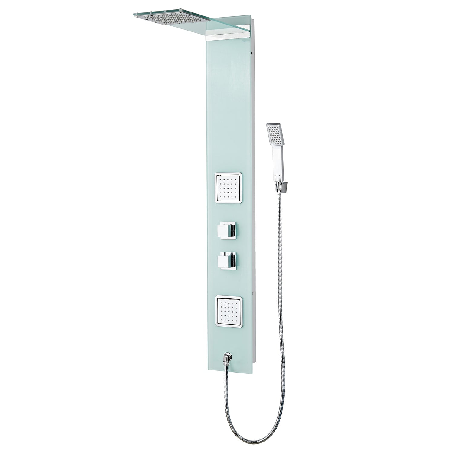Eviva Abruzzo Clear Tempered Glass Thermostatic Shower Massage Panel ...