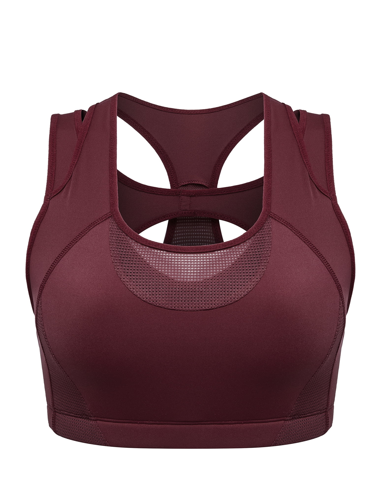 FANNYC Women's Wireless Sports Bra Mesh High Impact Racerback Sports ...