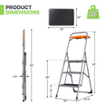 Magshion 3 Step Ladder Folding Portable Step Stool with Tools Tray ...