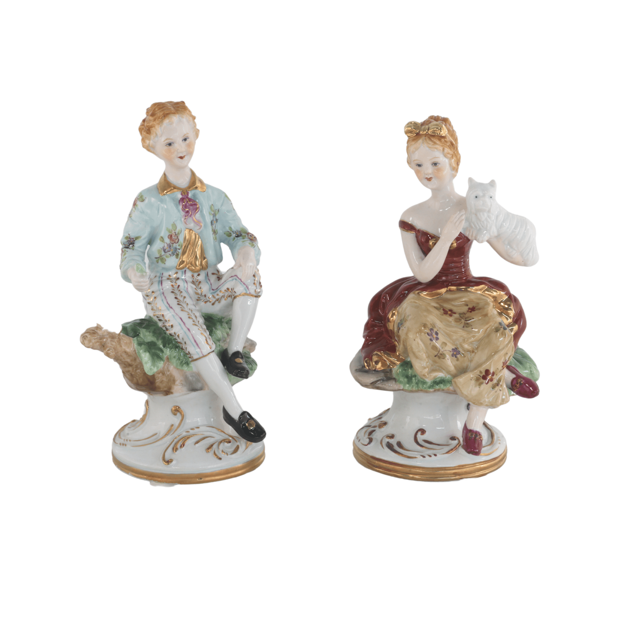 Rococo Style Porcelain Young Girl & Boy Figurine Pair - Walmart.com