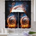 3 Pieces Swag Kitchen Curtains Set, Baseball, Valance Swag & Small ...