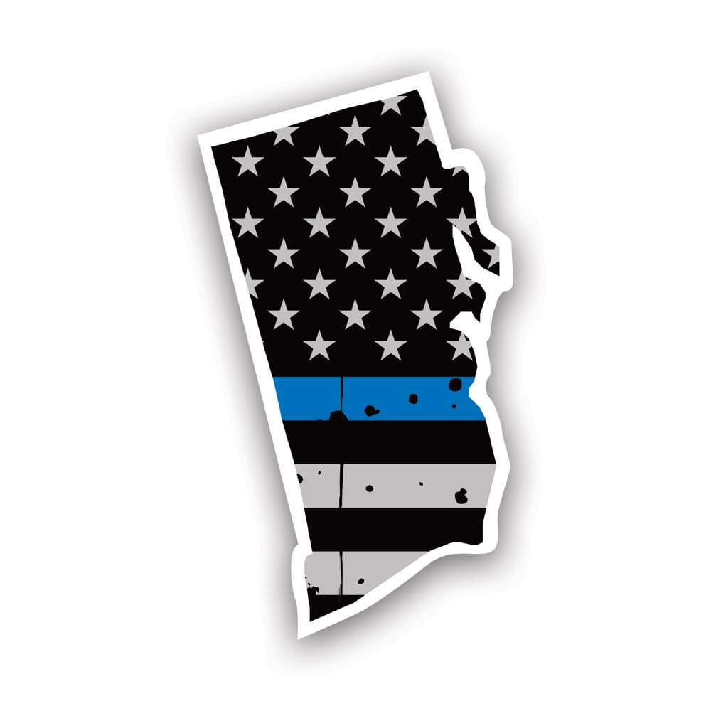 Distressed Thin Blue Line Rhode Island State Shaped Subdued US Flag ...