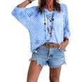 Bohemian Crochet Tops for Women Solid Color Top with V-Neck Knit Boho ...