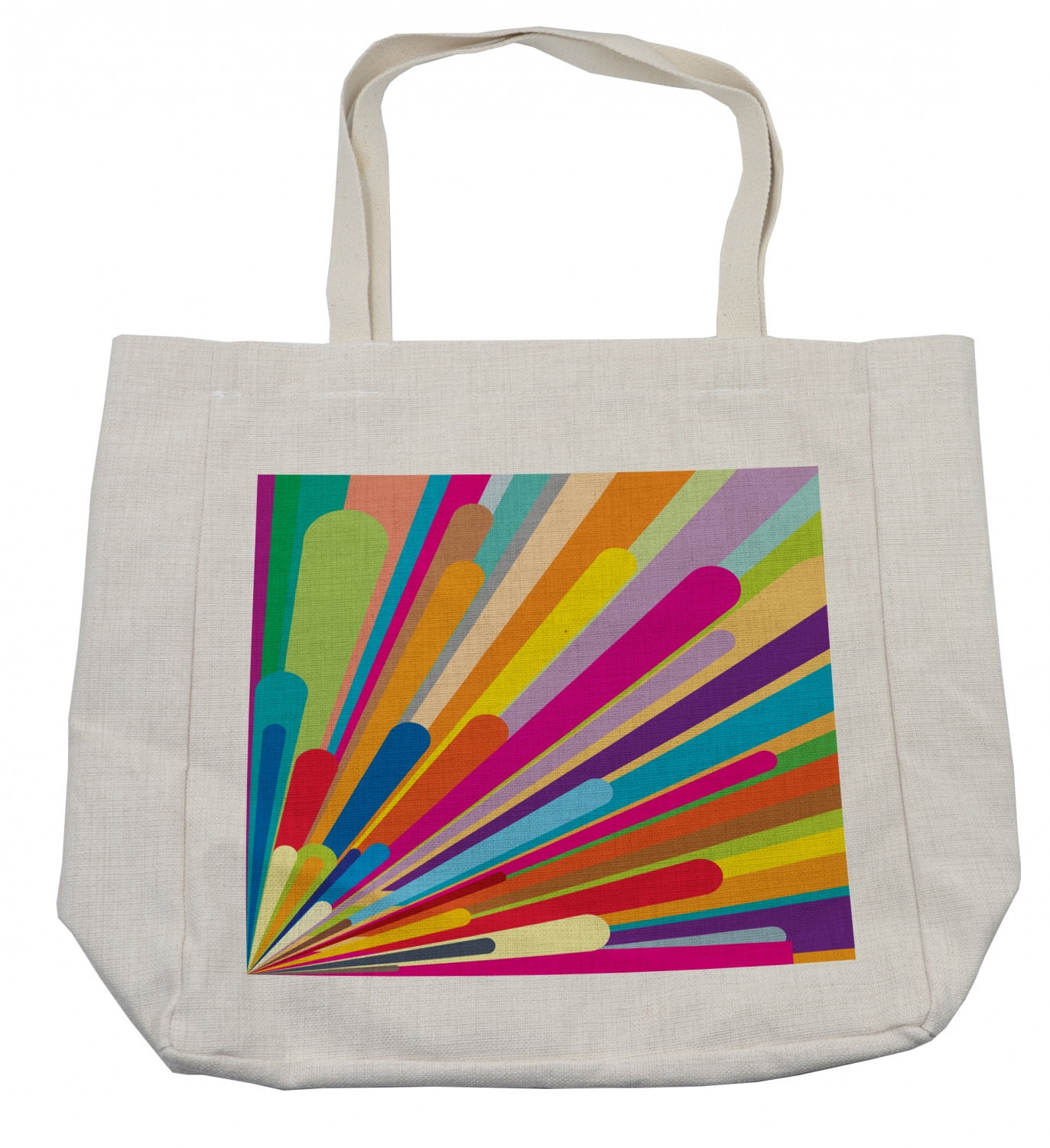 Vintage Rainbow Shopping Bag, Burst of Vibrant Colored Lines Funky ...