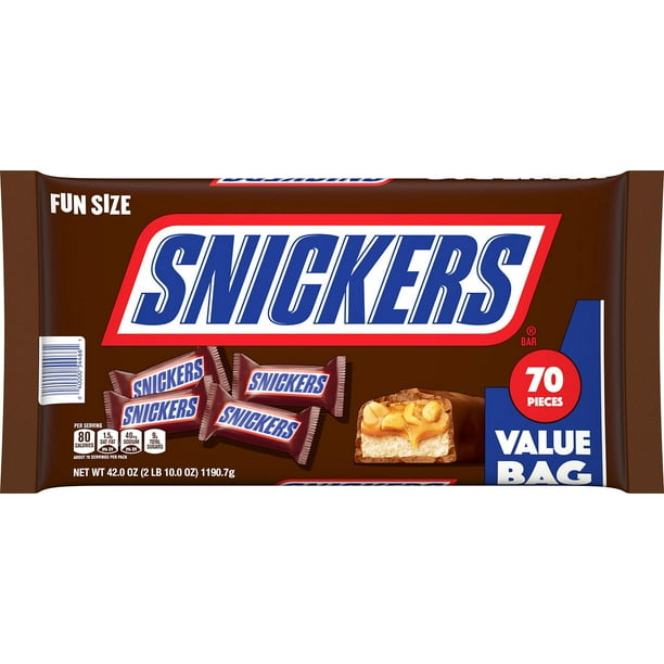 Snickers Fun Size Bulk Chocolate Candy Bars (42 oz., 70 ct.) - Walmart.com