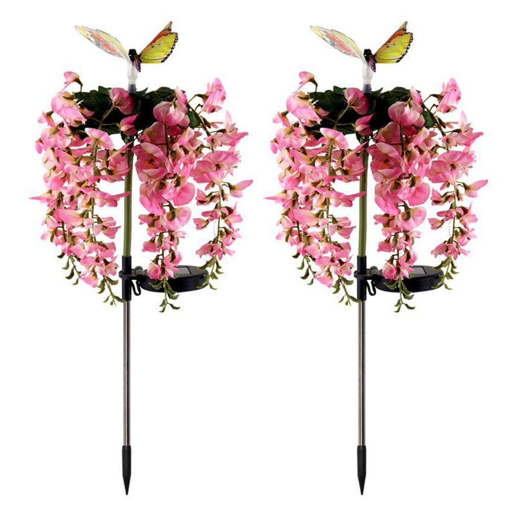 2 Pack Solar Lantern Butterfly Pile Light Solar Lamp Outdoor Decoration ...