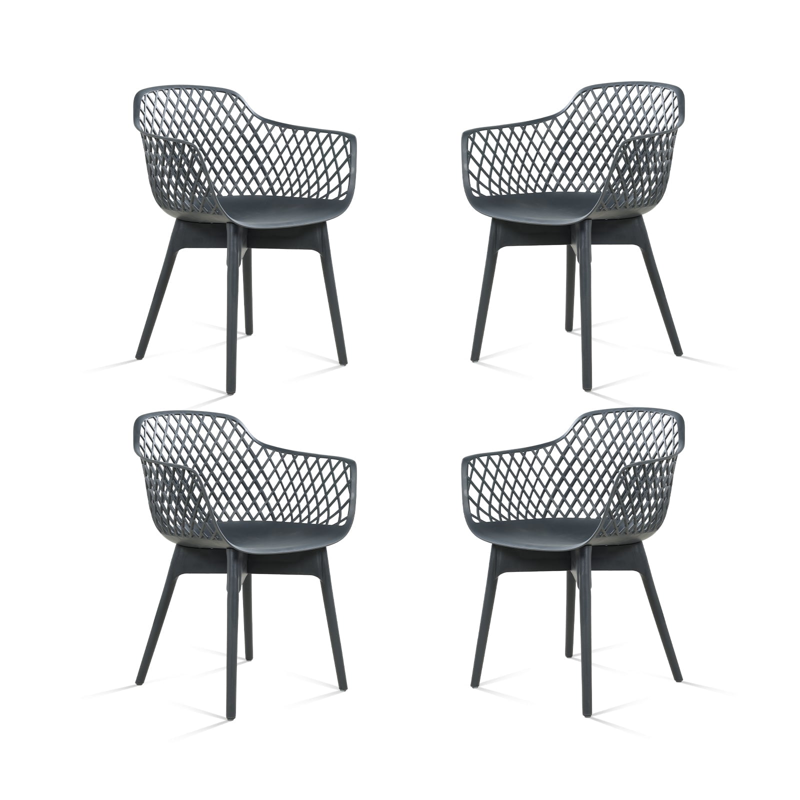 Aoodor Modern Dining Chairs Set of 4, Weather-Resistant Plastic Cafe ...
