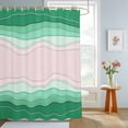 Bathroom Shower Curtain Abstract Green Beige Ocean Wave Waterproof ...