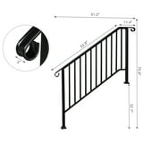 Matte Black Handrail for Outdoor Steps,Fits 4 Steps Outdoor Stair ...