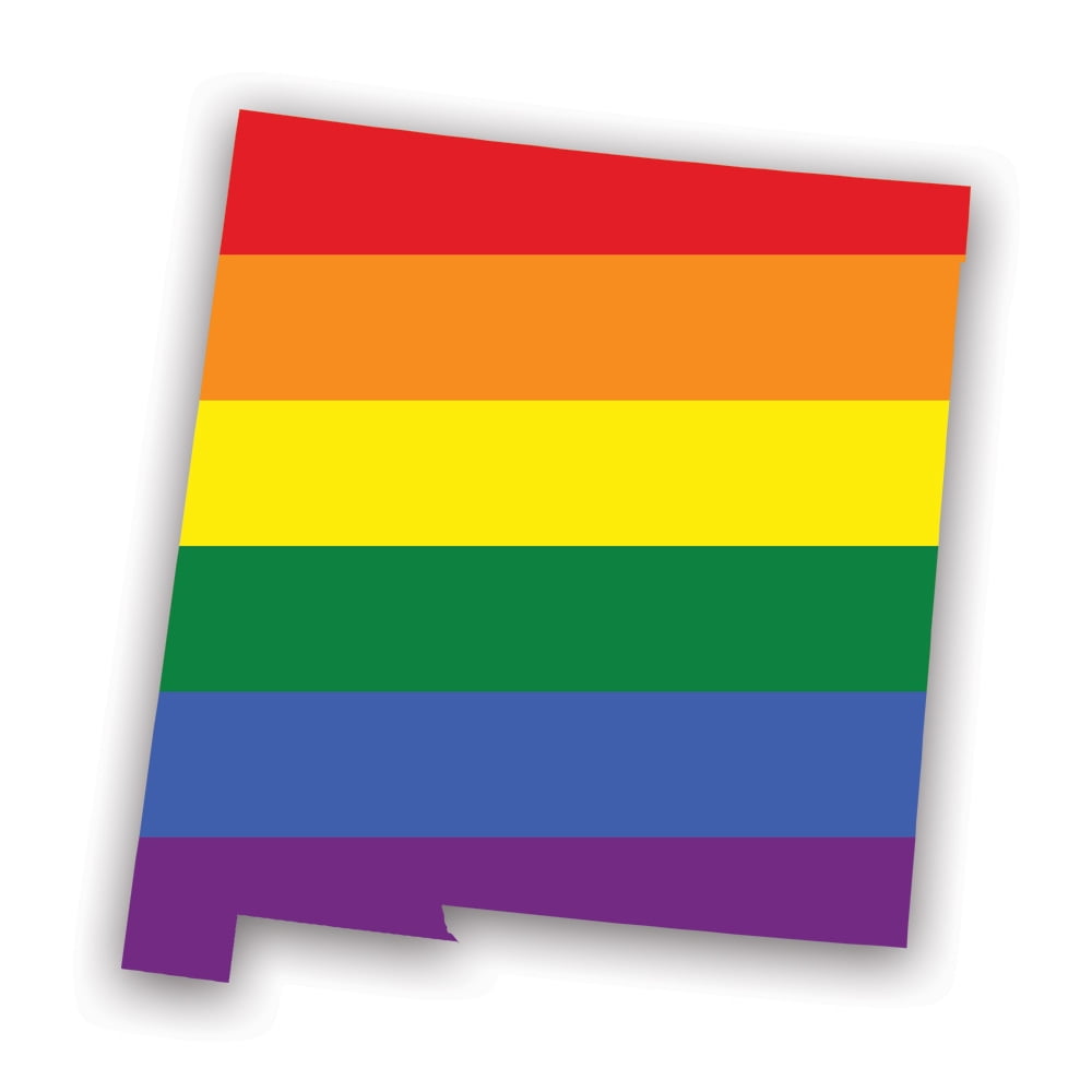 New Mexico State Shaped Gay Pride Rainbow Flag Sticker Decal Self