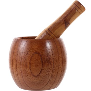 Wood Wooden Mortar Pestle Pylon Crush Herb Grinder Pilon Madera Bar ...