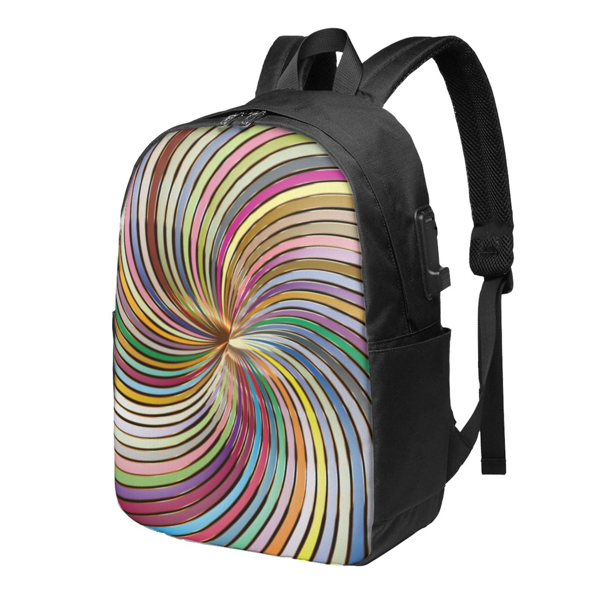 YFYANG 17" Laptop Backpack, Abstract Rainbow Swirl Fashion Travel Work ...