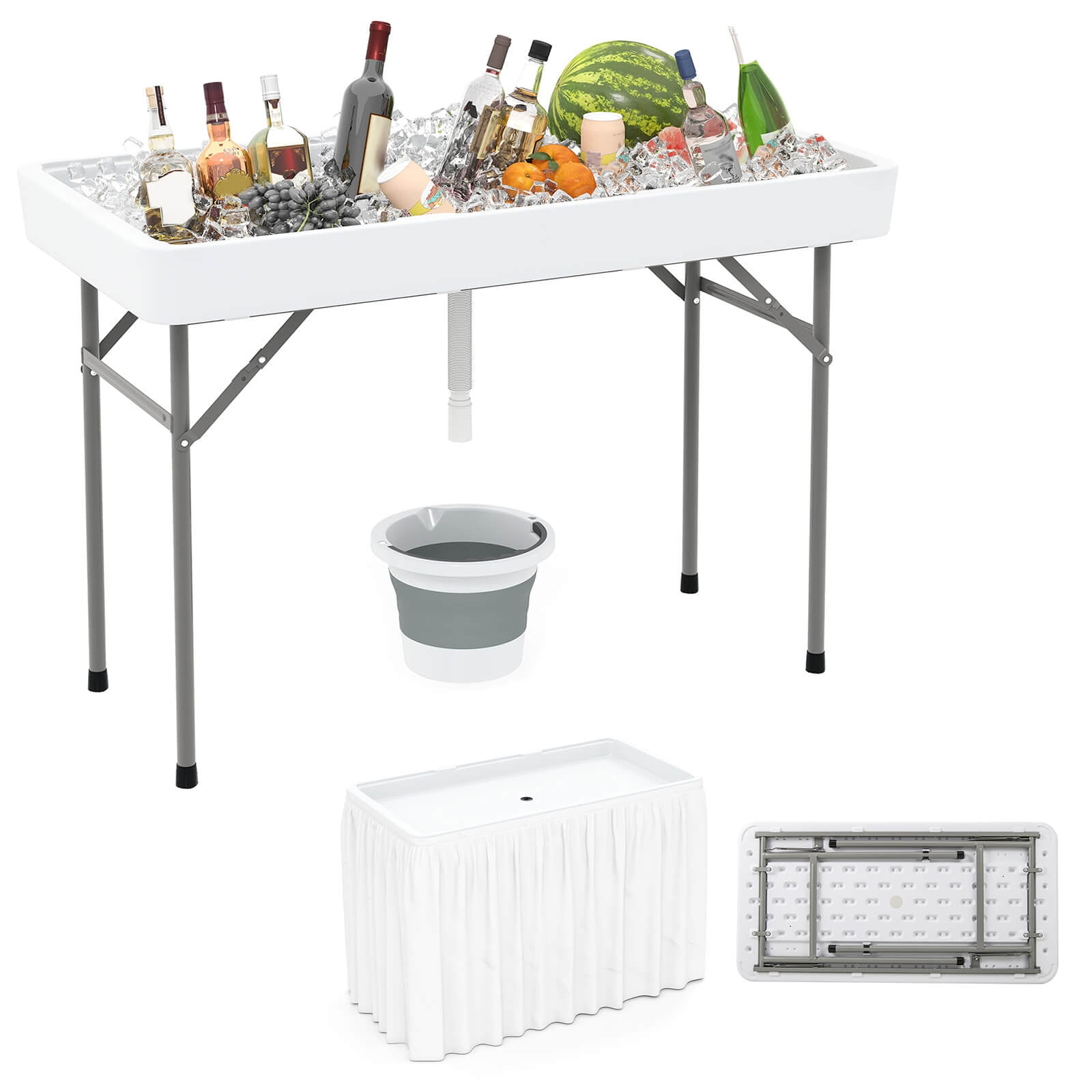 Click here for Costway 4 Foot Ice Cooler Folding Table Outdoor Po... prices