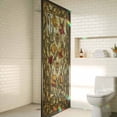 Floral Bees Window Privacy Film, Retro Yellow Red Flowers Leaf Bees ...
