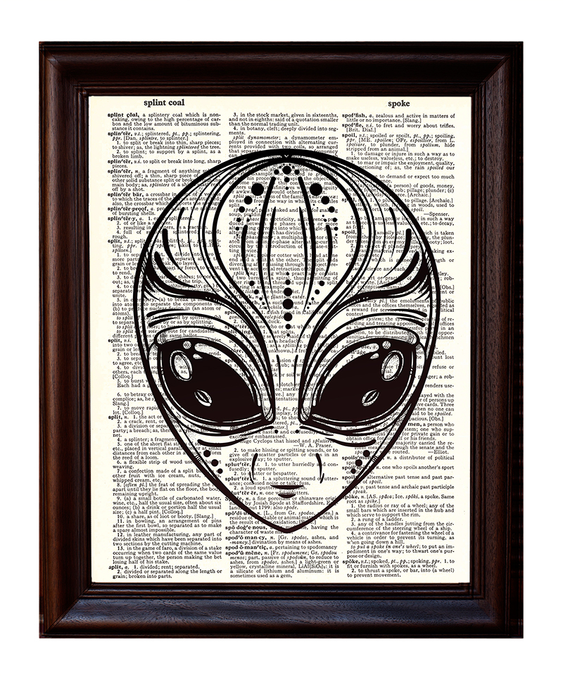 Alien Head - Dictionary Art Print Printed On Authentic Vintage ...