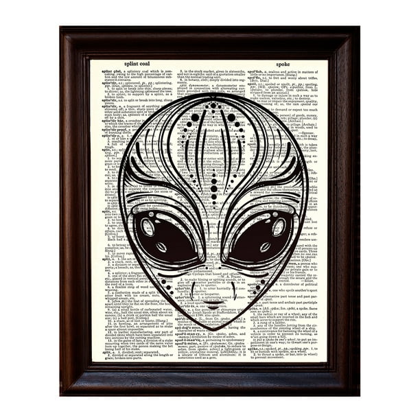 Alien Head - Dictionary Art Print Printed On Authentic Vintage ...