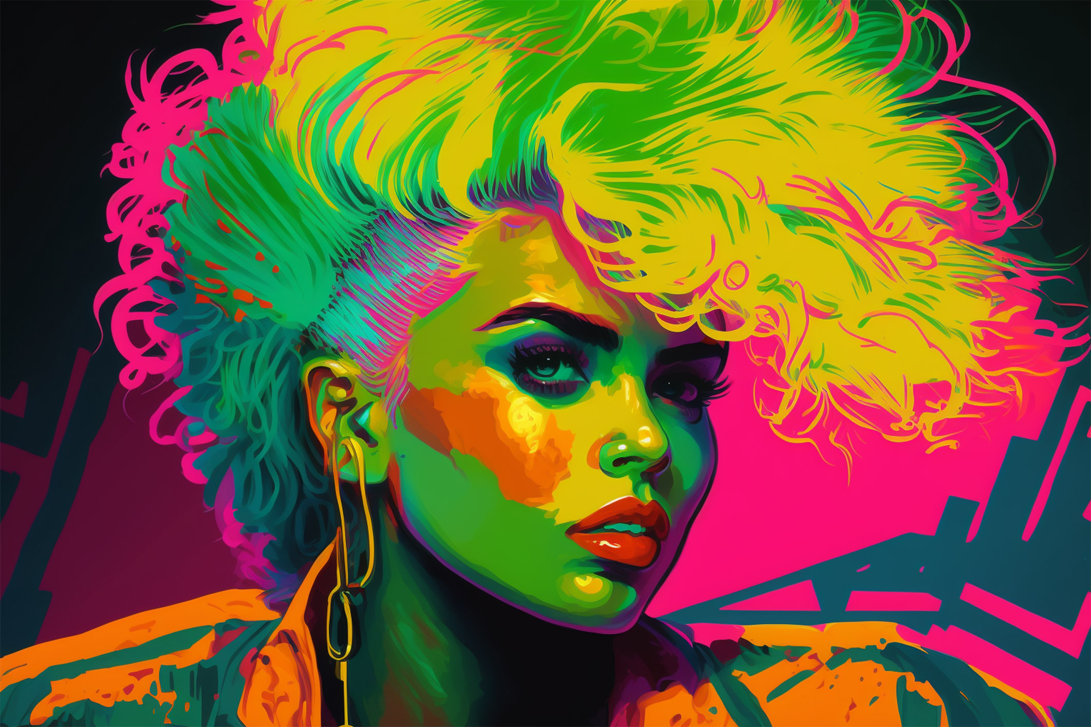 24x36 gallery poster, 1980s neon Synth pop girl in the New Wave style p6 - Walmart.com