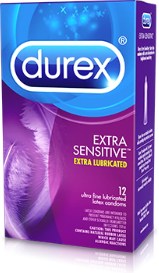 Durex Extra Sensitive Condoms Lubricated Latex 12 Ea Pack Of 3