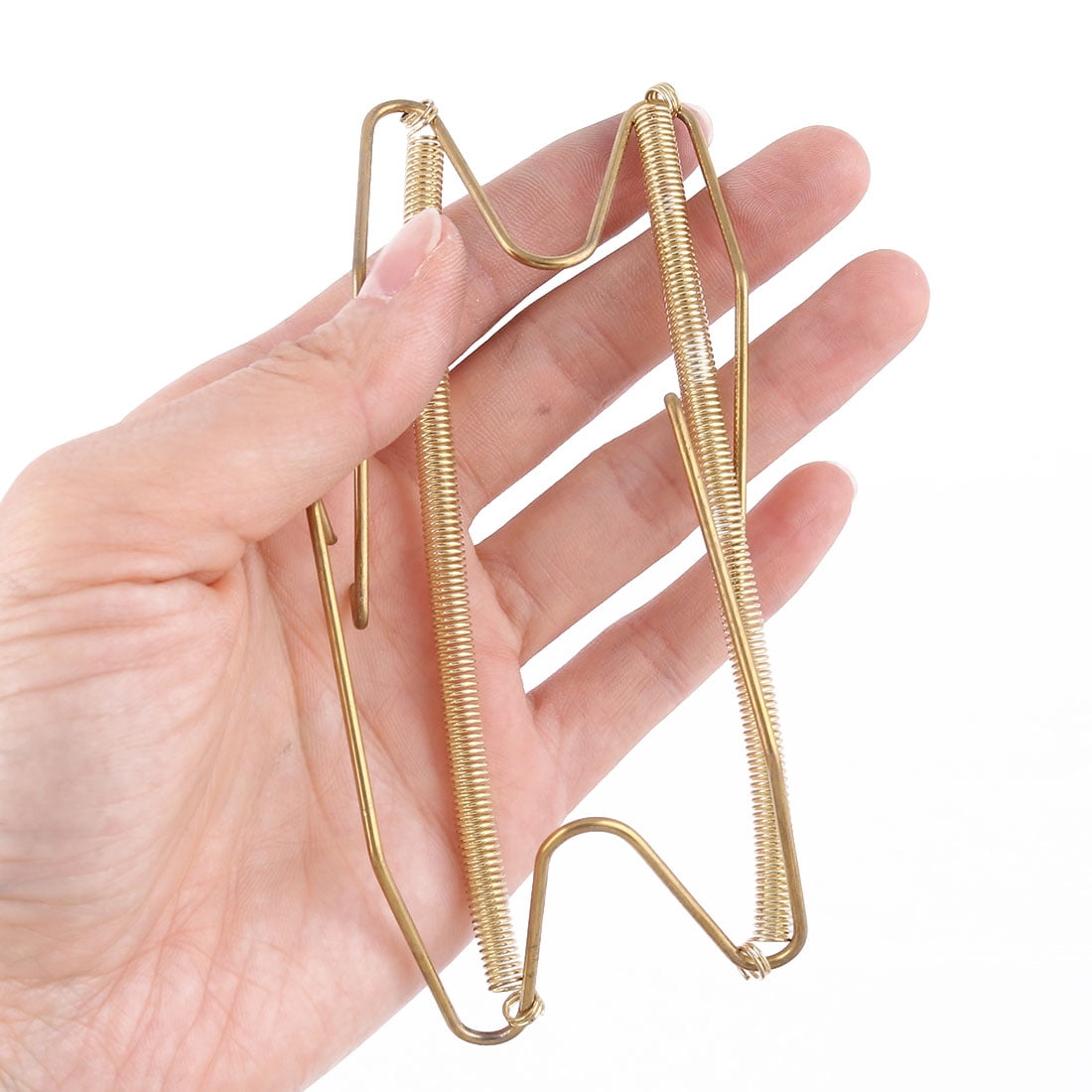 Home Metal W Shaped Spring Loaded Plate Hanger Gold Tone 25 x 5cm 5pcs