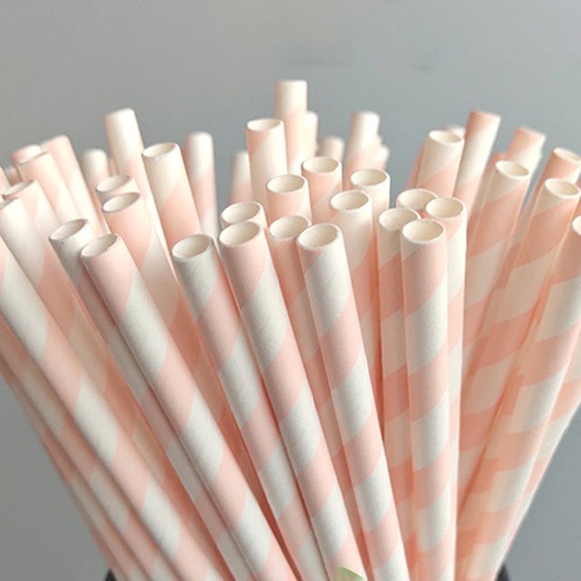 Biodegradable Paper Straws Rainbow Stripe Paper Straw for Juice Soda ...