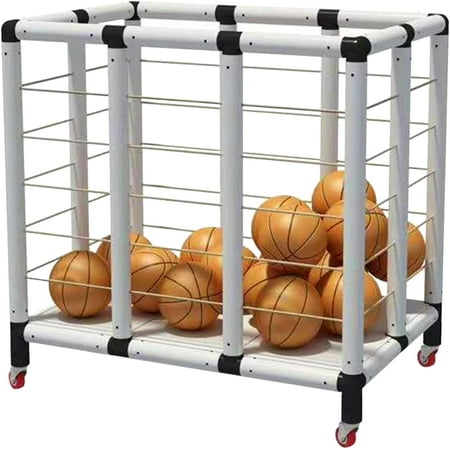 Portable Rolling Sports Ball Storage Cart for Garage School Gymnasium ...