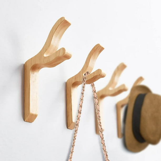 2 Packs Handmade Wooden Wall Coat Hook, Modern Twig Hook, Hooks and ...