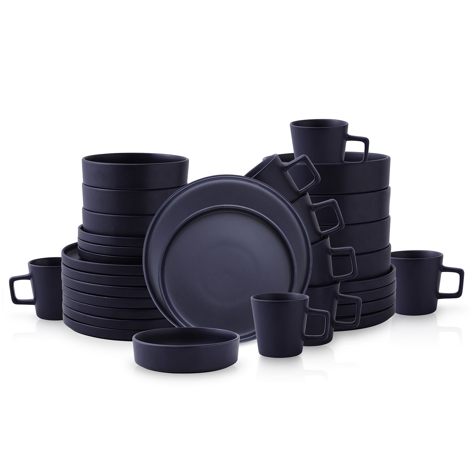 Stone Lain Cleo 32-Piece Dinnerware Set Stoneware, Dark Blue - Walmart.com