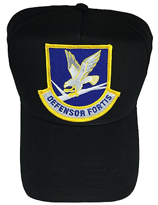 USAF DEFENSOR FORTIS Shield Patch HAT - BLACK - Veteran Owned Business ...