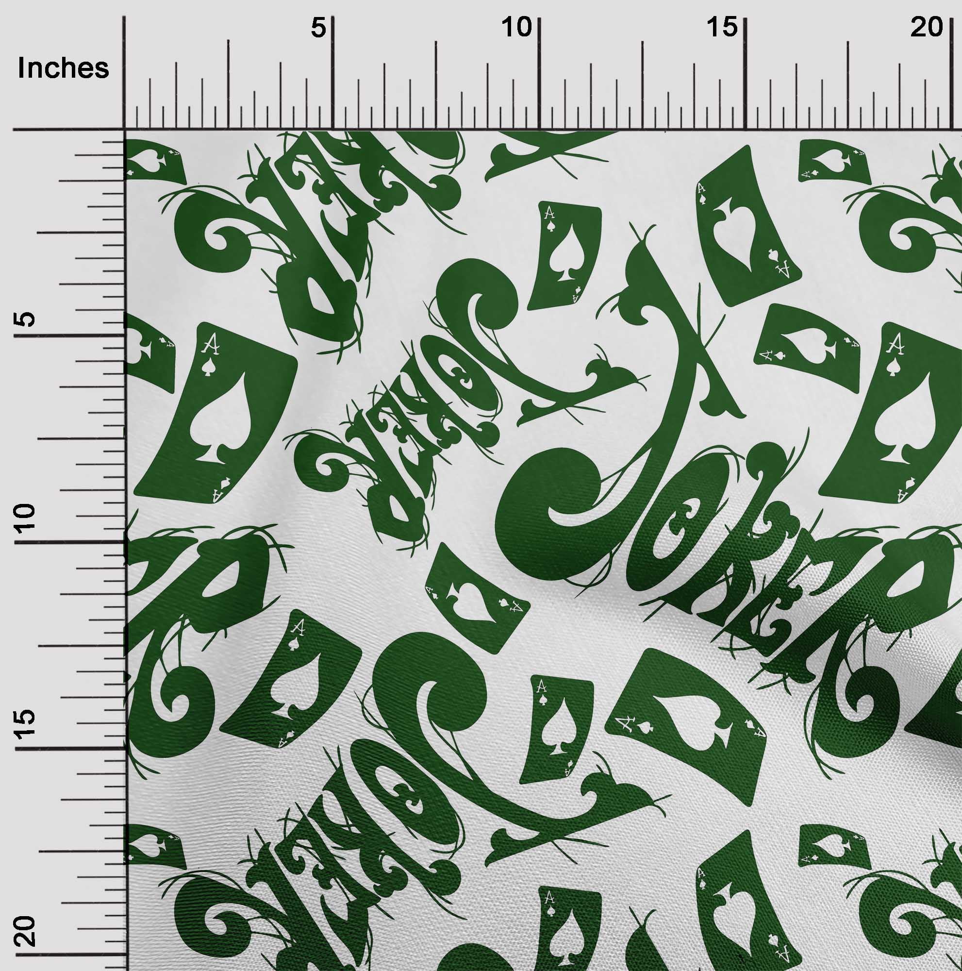 oneOone Cotton Silk Off White Fabric Joker & Poker Text Sewing Material ...