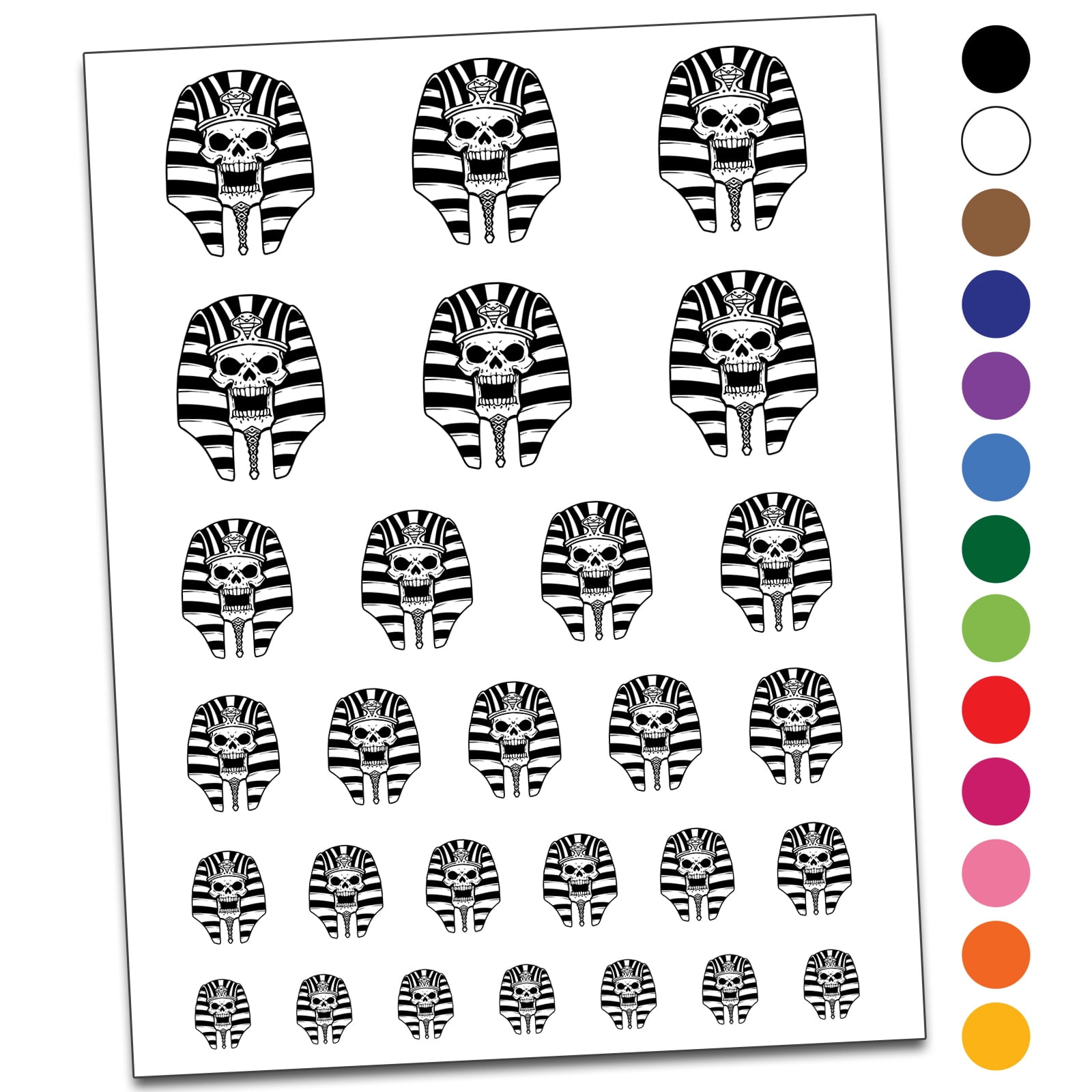 Egyptian Pharaoh Skull Water Resistant Temporary Tattoo Set Fake Body ...