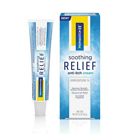 Preparation H Soothing Relief Anti-Itch Cream, 1 Tube, 0.9 Ounces ...