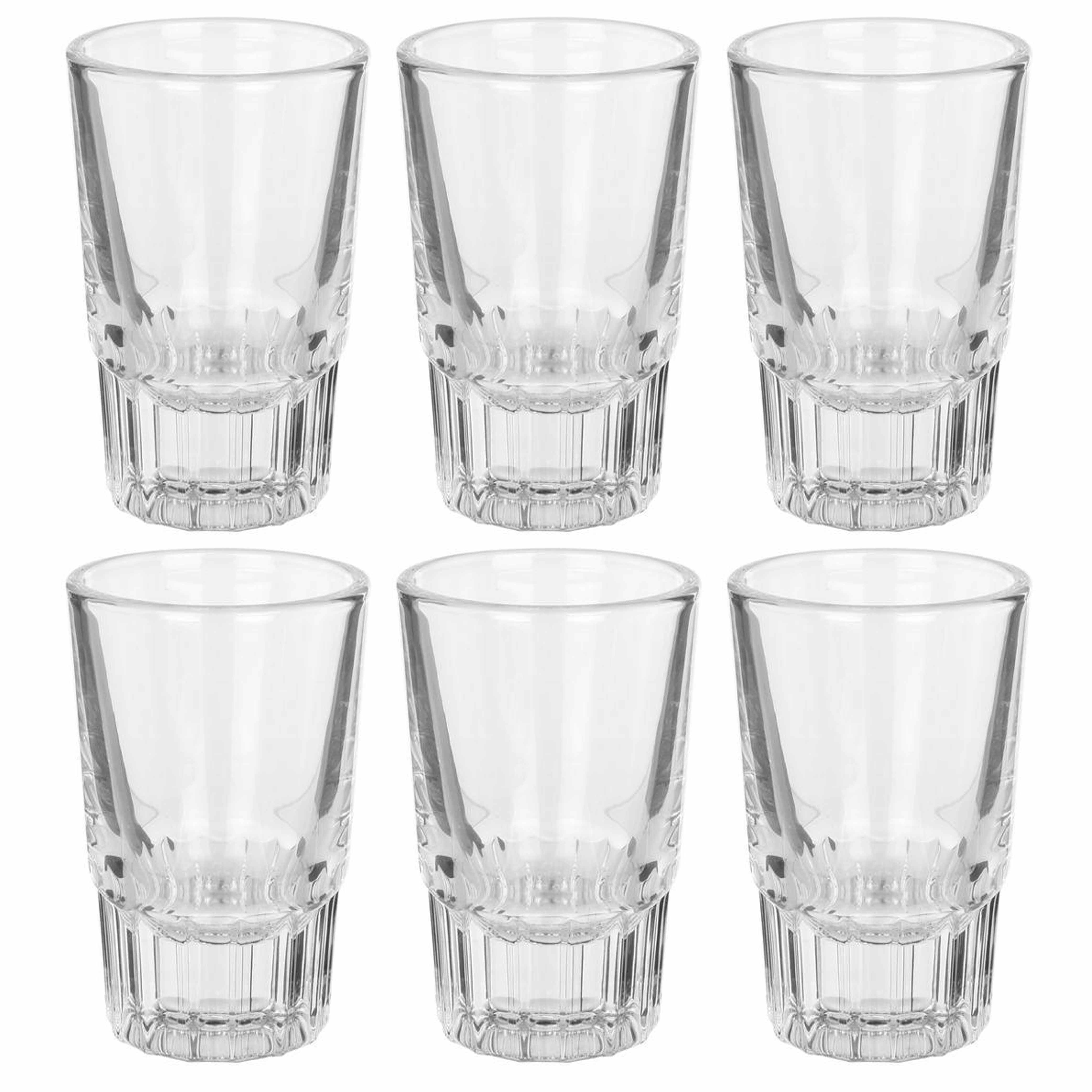 6 Pc Shot Glasses Clear Fluted 1.7 Oz Party Cups Shooters Catering Bar ...