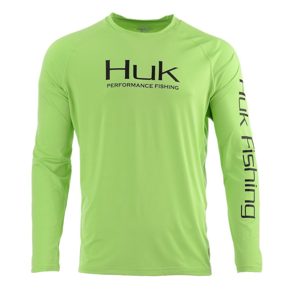 Huk Men's Pursuit Vented Long Sleeve Shirt, Lime Aid, Large - H1200150 ...