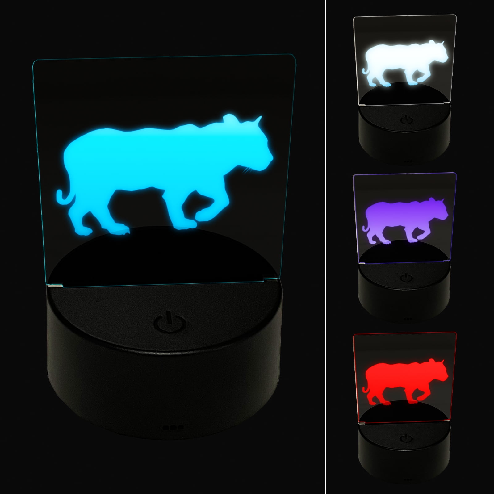 Tiger Walking Solid LED Night Light Sign 3D Illusion Desk Nightstand ...