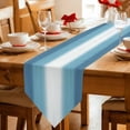Aqua Blue Striped Table Runner Linen Burlap Table Runner 72 Inches Long ...