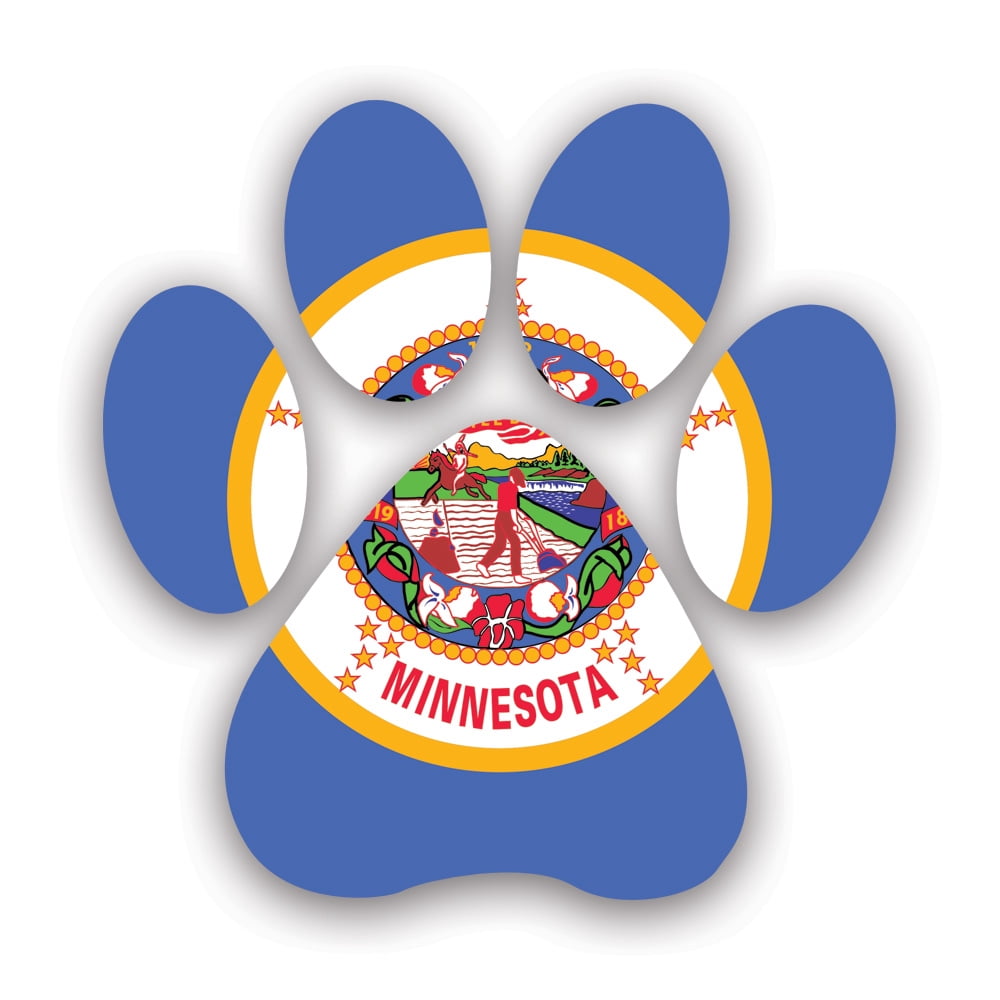 Minnesota State Paw Print Shaped Sticker Decal - Self Adhesive Vinyl ...